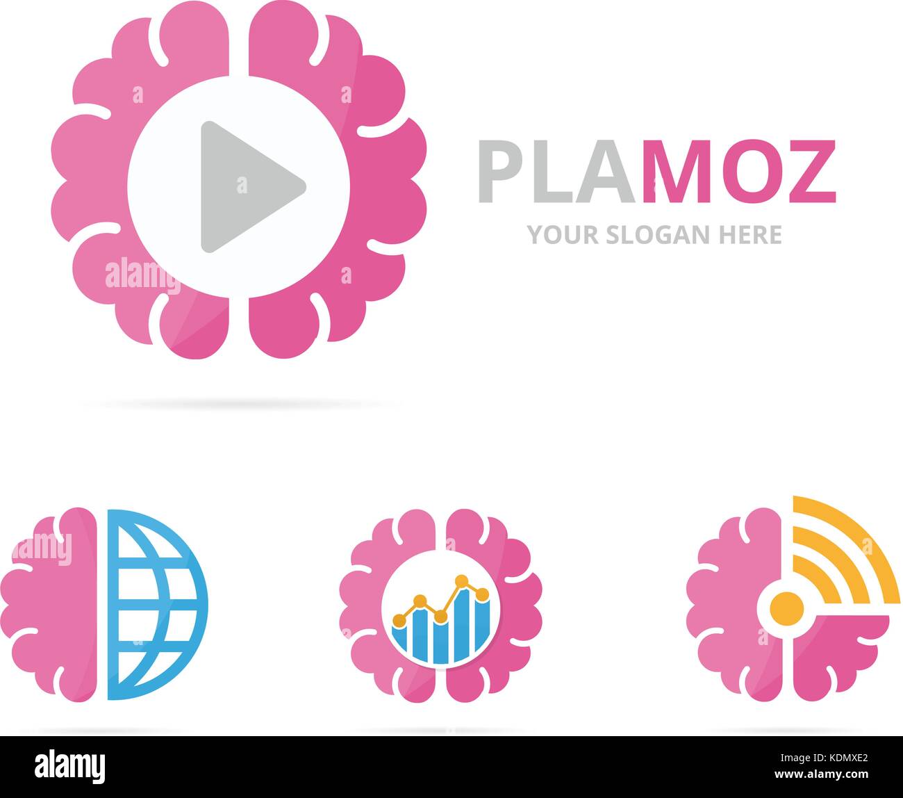 Set of brain logo combination. Education and record symbol or icon ...