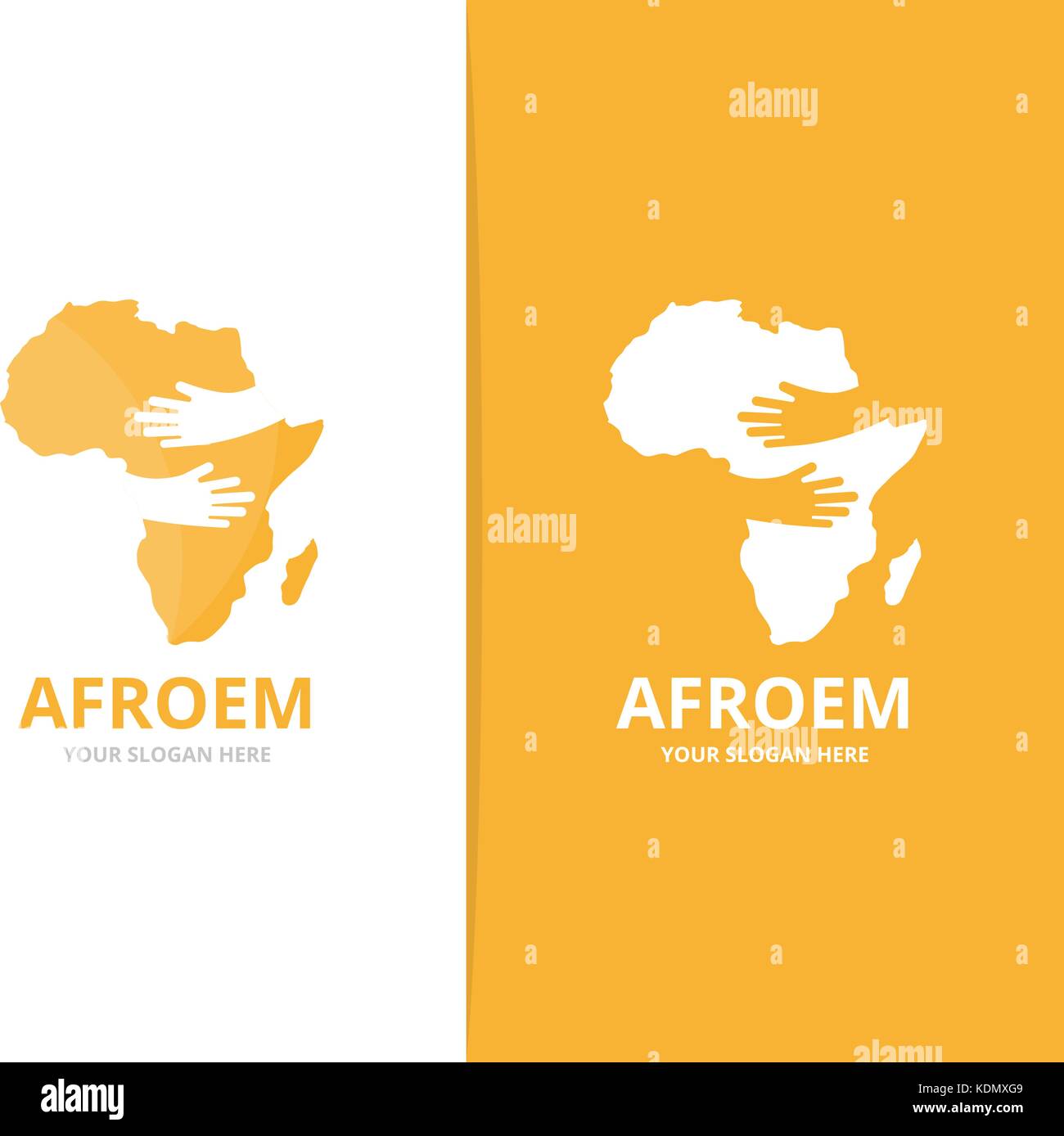 Vector africa and hands logo combination. Safari and embrace symbol or ...
