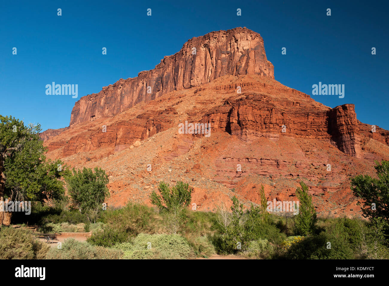 Wingate sandstone cliffs of the Dome Plateau above the Hittle Bottom ...