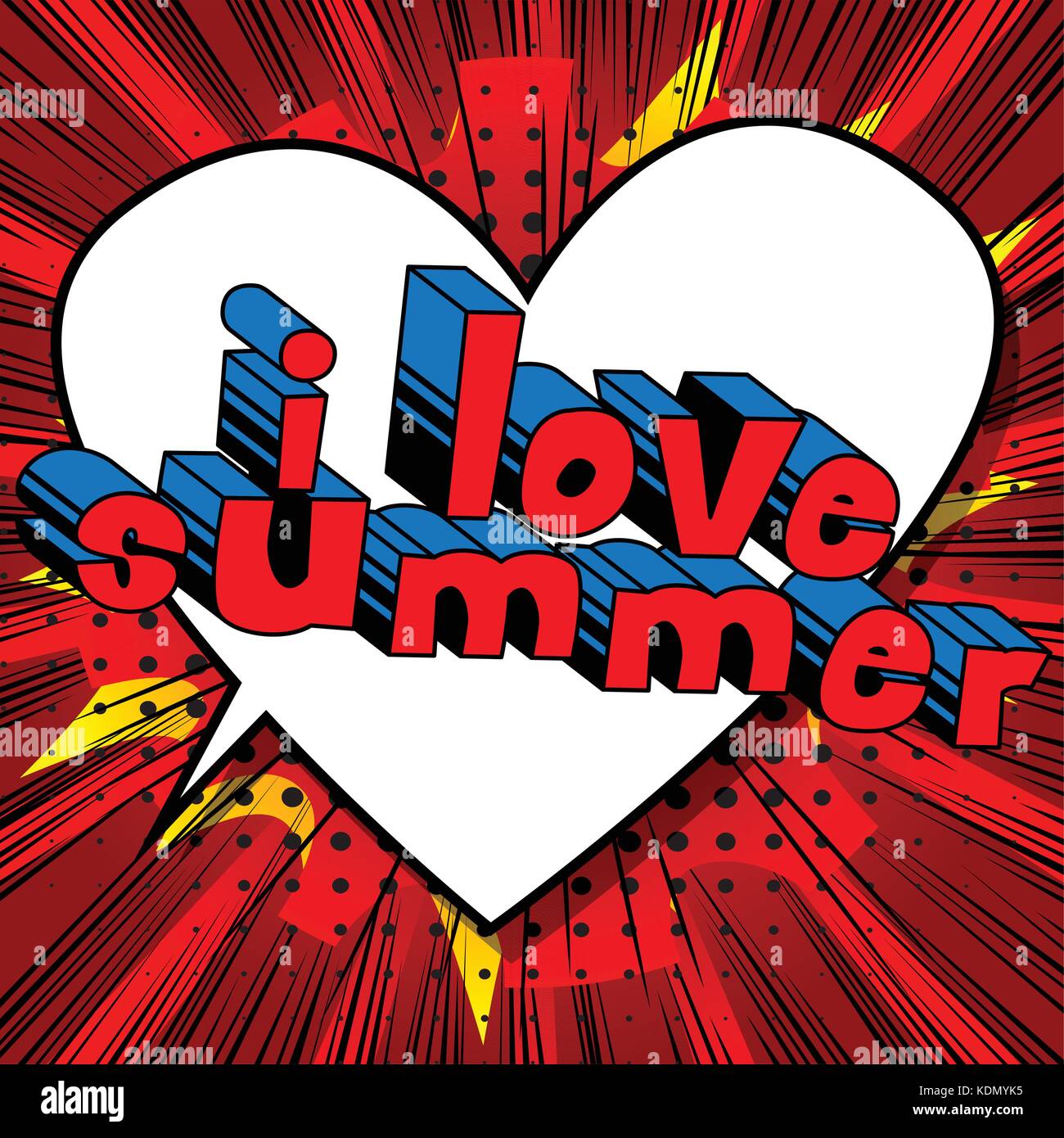I Love Summer - Comic book style word on abstract background Stock ...