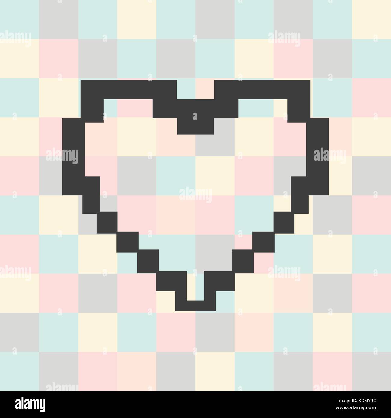 Vector pixel heart icon on a square background Stock Vector Image & Art ...