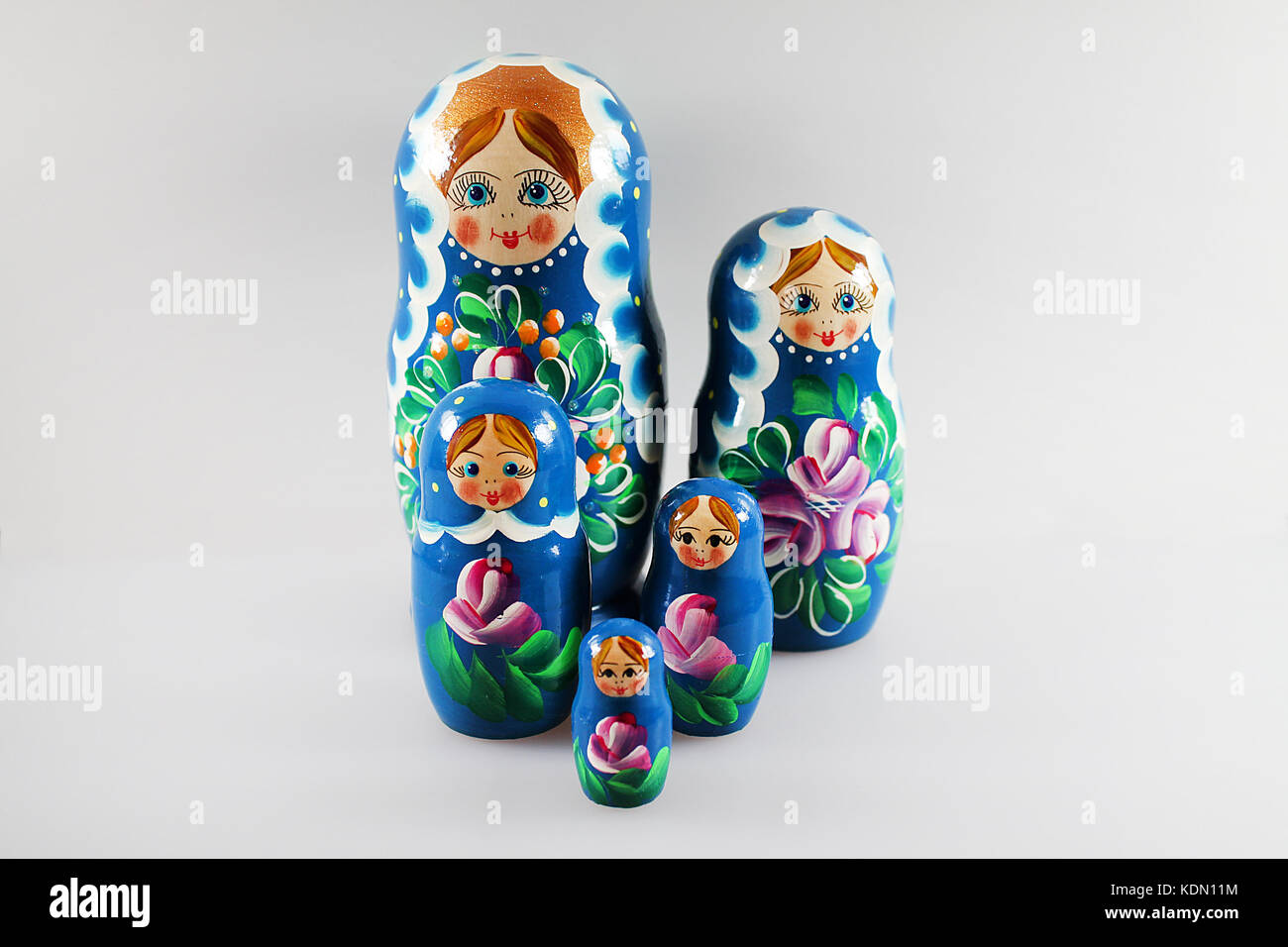 Matrioshka Babushkas dolls. Blue russian wooden dolls - matrioshka ...