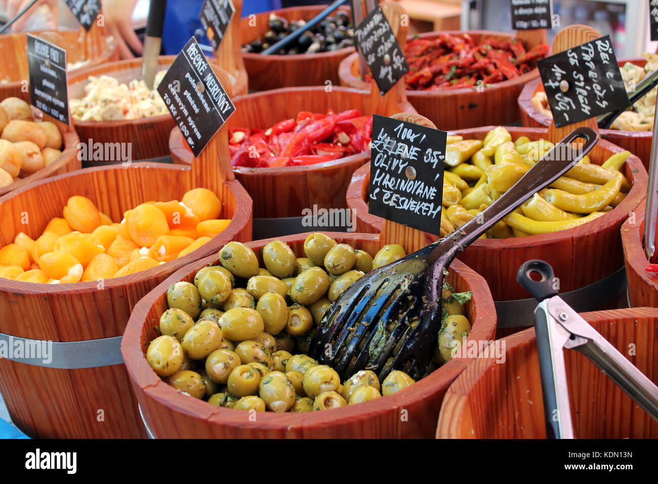 Vegetables market. Vegetable for sale on the market in Prague, Czech ...