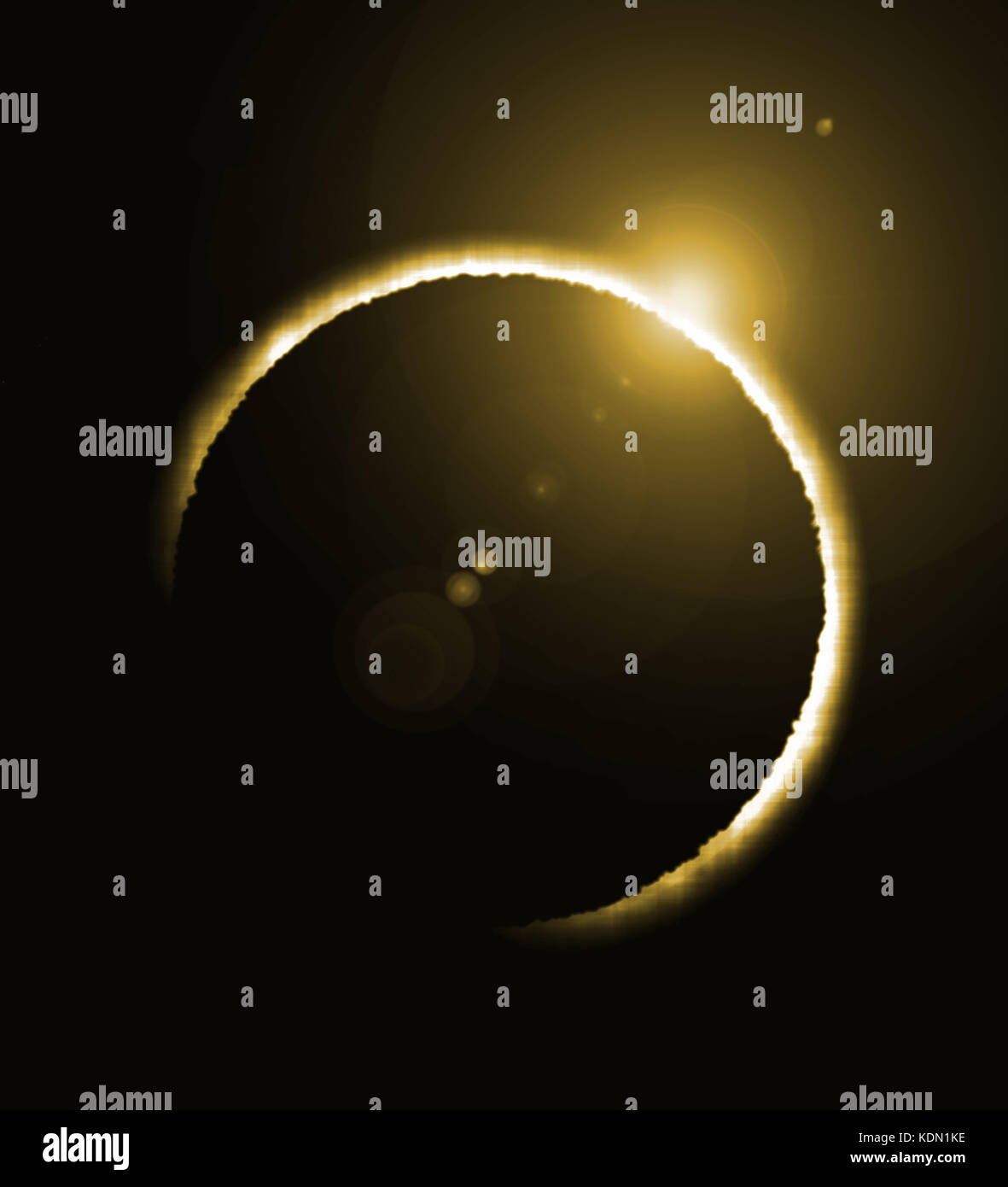 rendering of a solar eclipse and a big yellow flare Stock Photo - Alamy