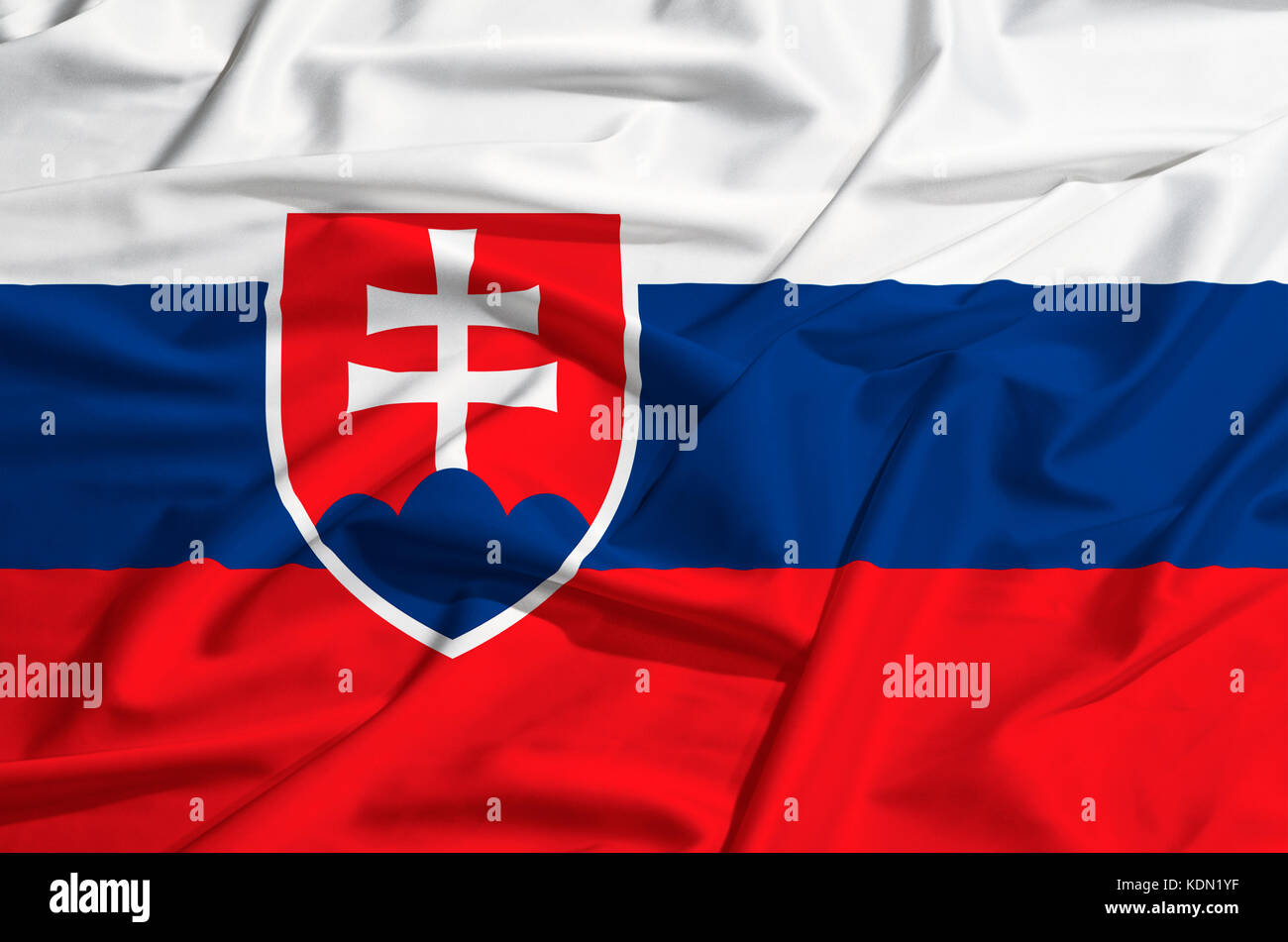 Slovakia flag on a silk drape waving Stock Photo - Alamy