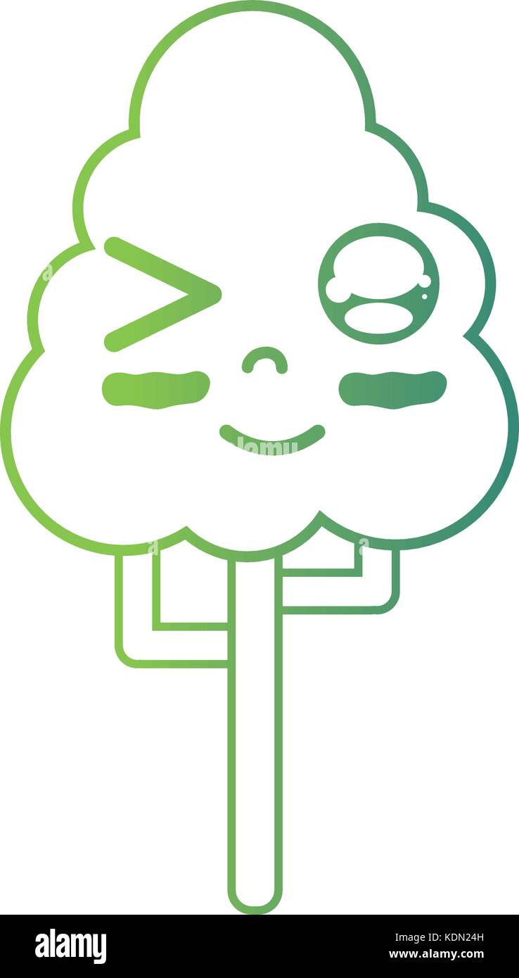 line kawaii cute happy natural tree Stock Vector Image & Art - Alamy