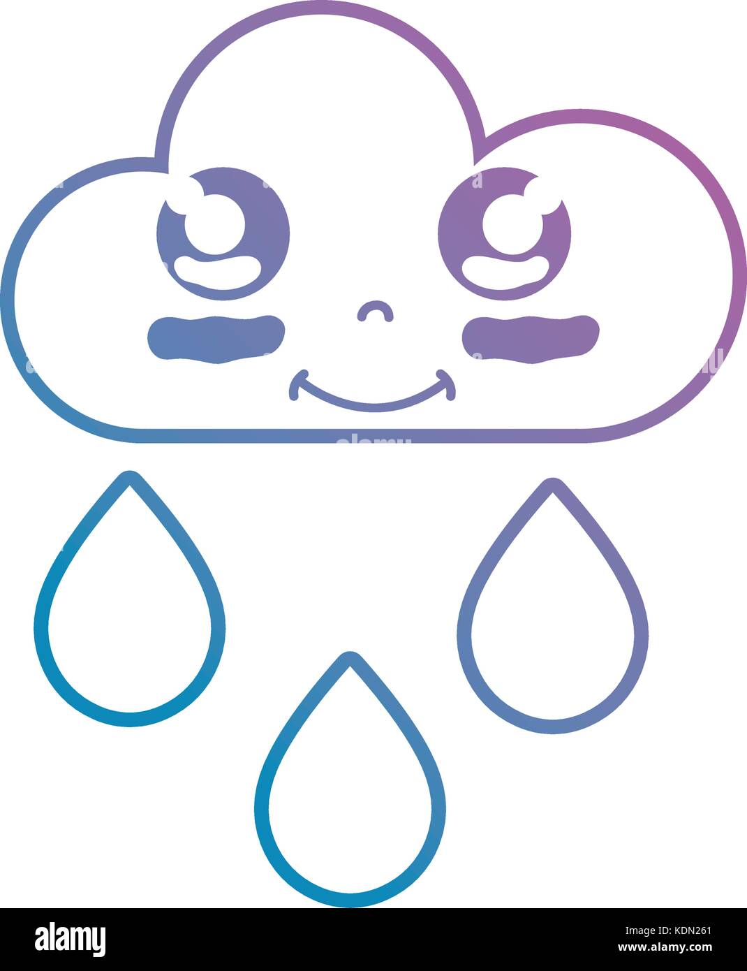 line kawaii cute happy cloud raining Stock Vector Image & Art - Alamy