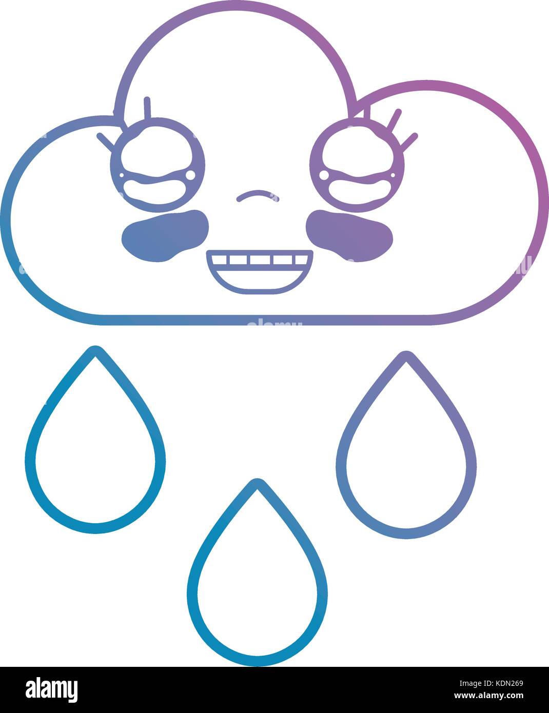line kawaii cute happy cloud raining Stock Vector Image & Art - Alamy