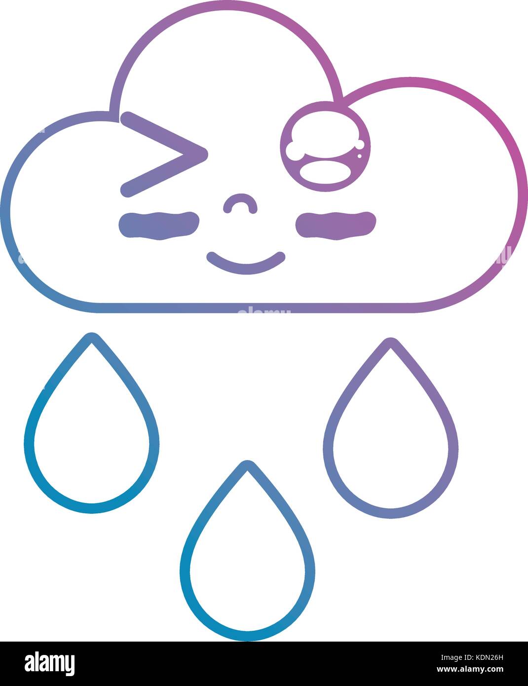 line kawaii cute happy cloud raining Stock Vector Image & Art - Alamy