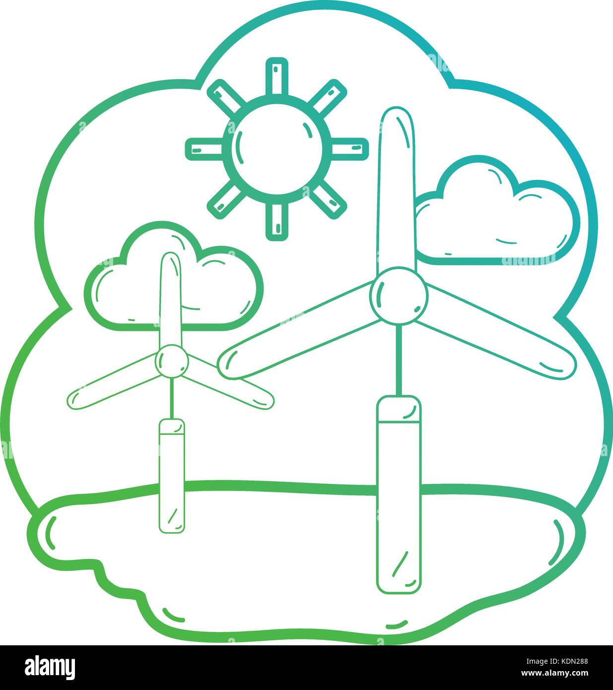 line windpower with clouds and sun weather Stock Vector Image & Art - Alamy