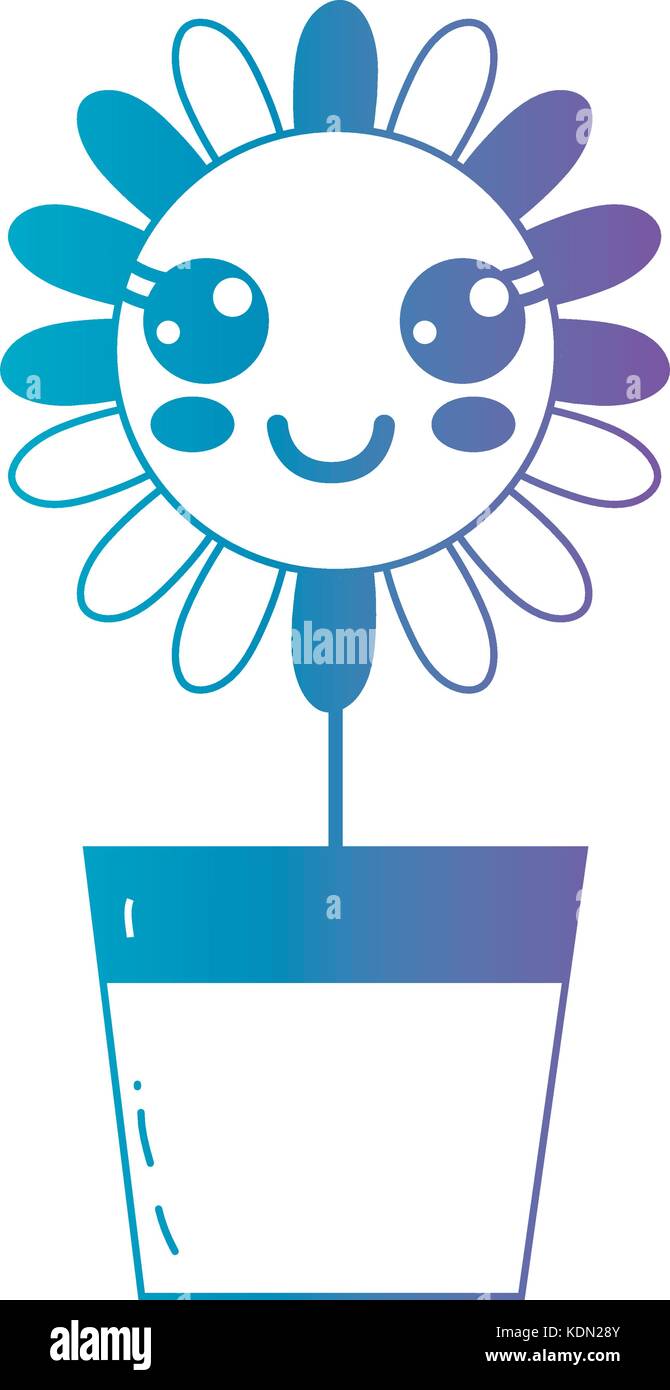 line kawaii cute happy flower Stock Vector Image & Art - Alamy