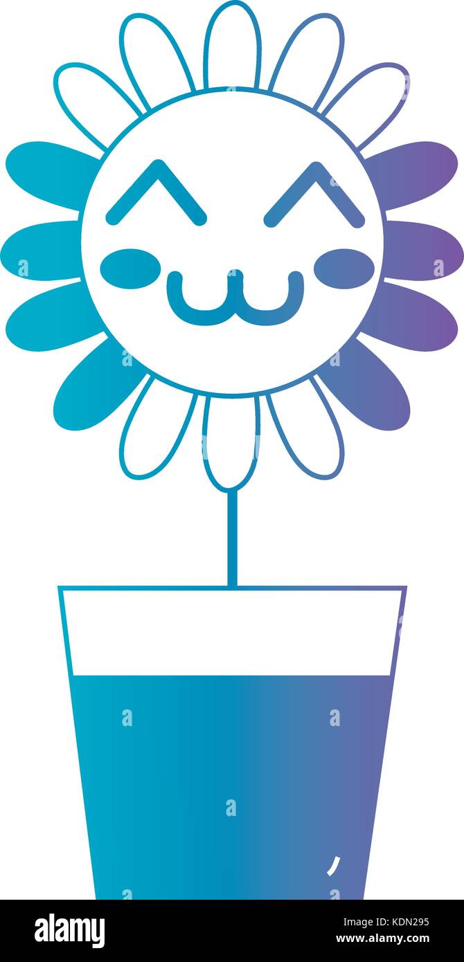 line kawaii cute happy flower Stock Vector Image & Art - Alamy