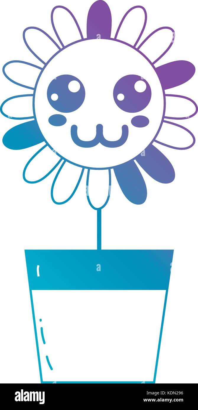 line kawaii cute happy flower Stock Vector Image & Art - Alamy