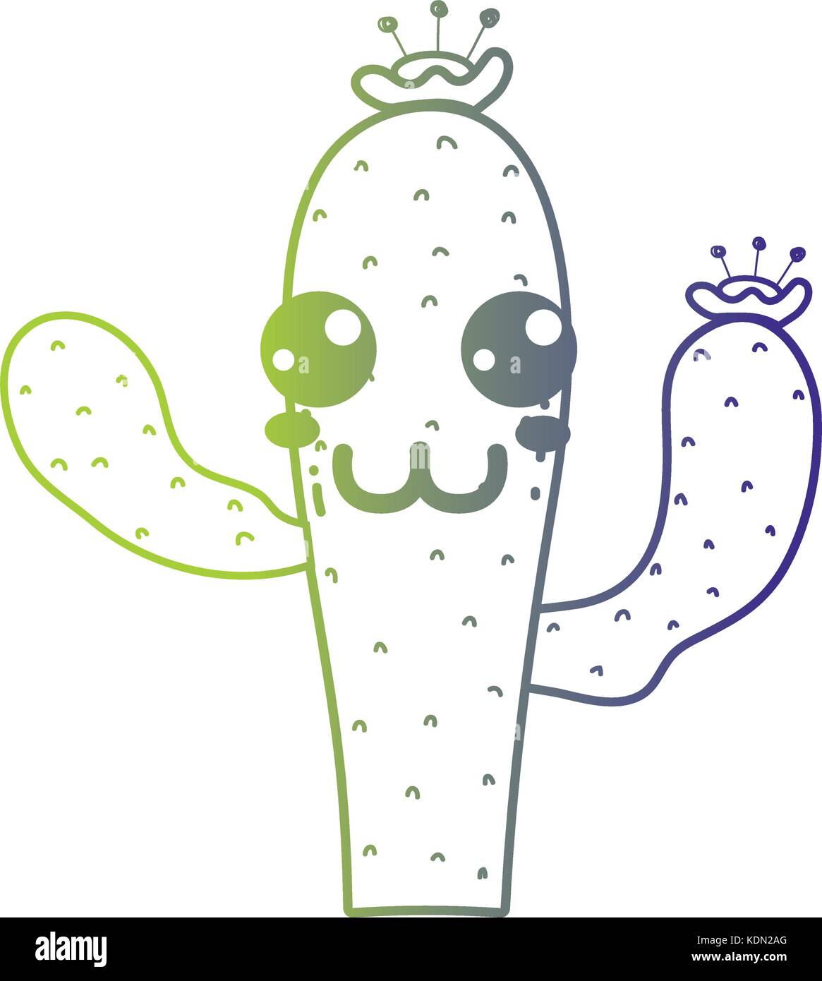 line cute happy cactus plant Stock Vector Image & Art - Alamy