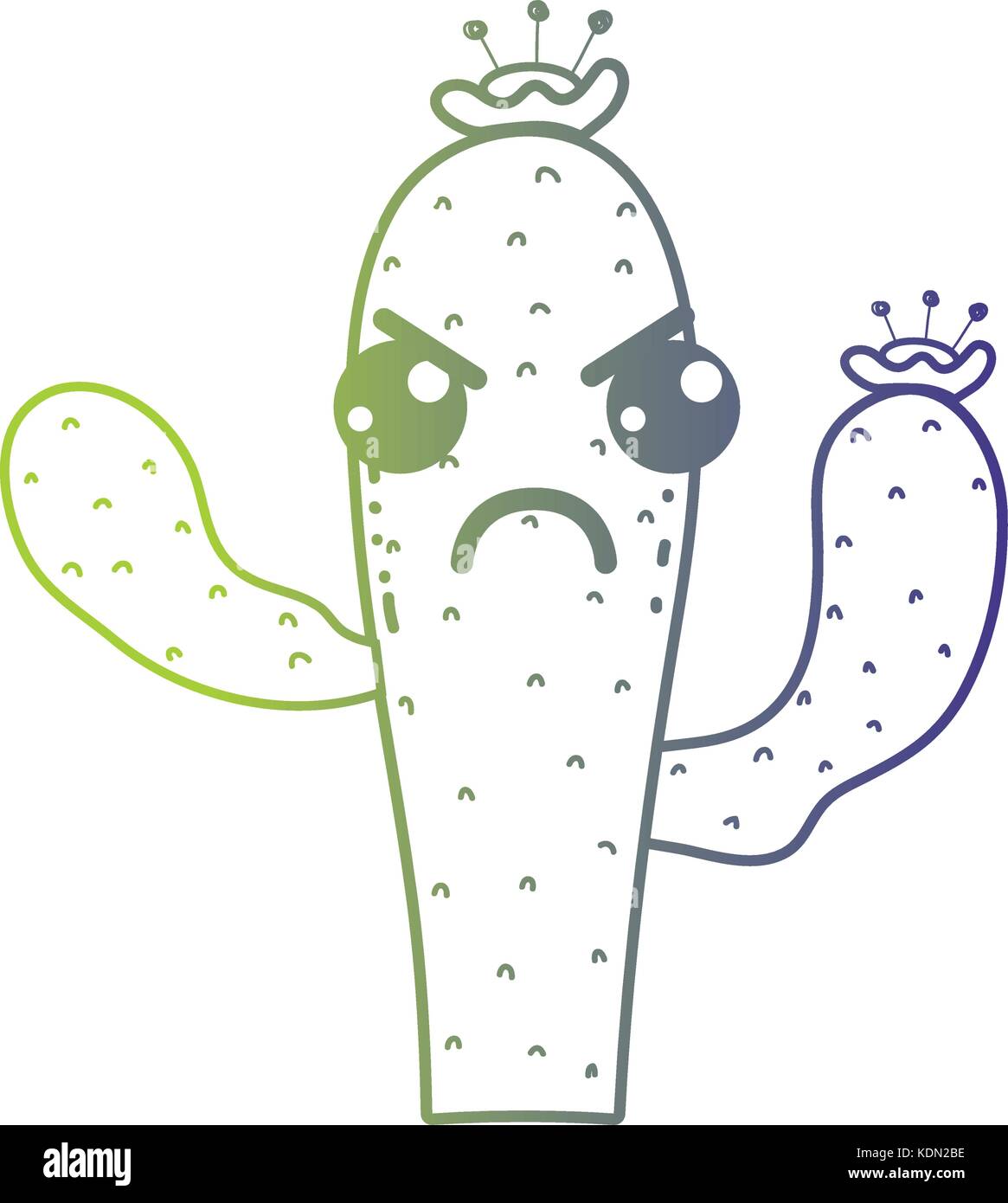 line cute angry cactus plant Stock Vector Image & Art - Alamy