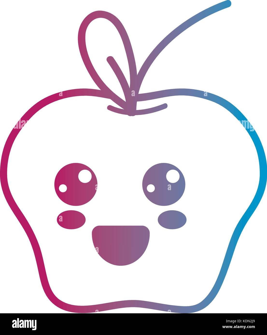 line kawaii cute happy apple fruit Stock Vector Image & Art - Alamy