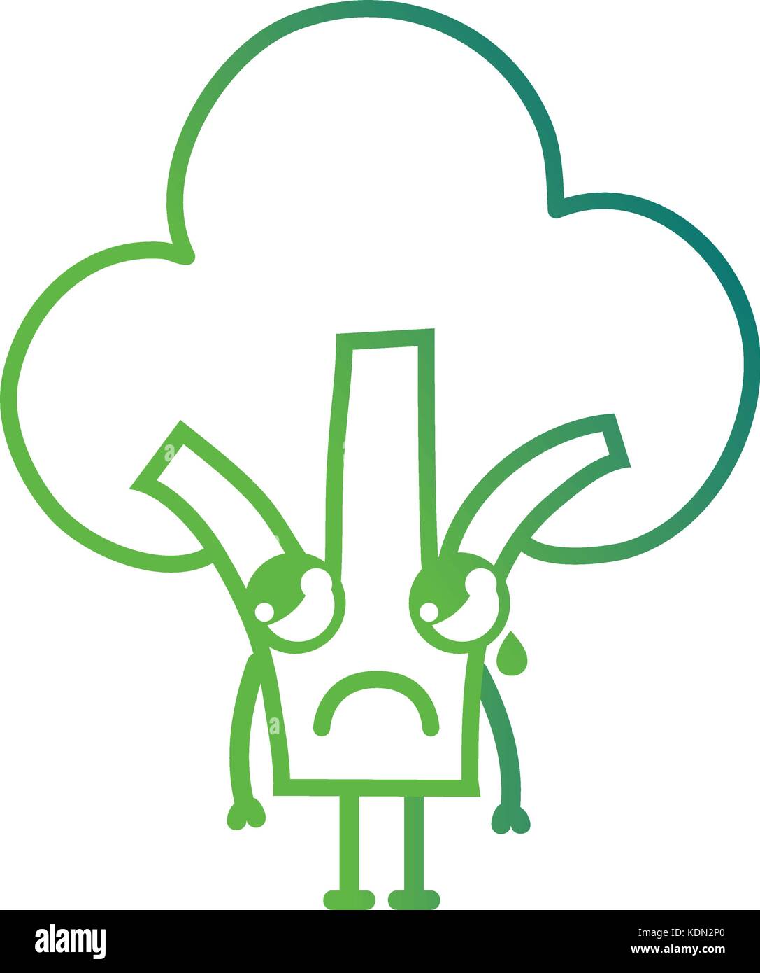 line kawaii cute sad broccoli vegetable Stock Vector Image & Art - Alamy