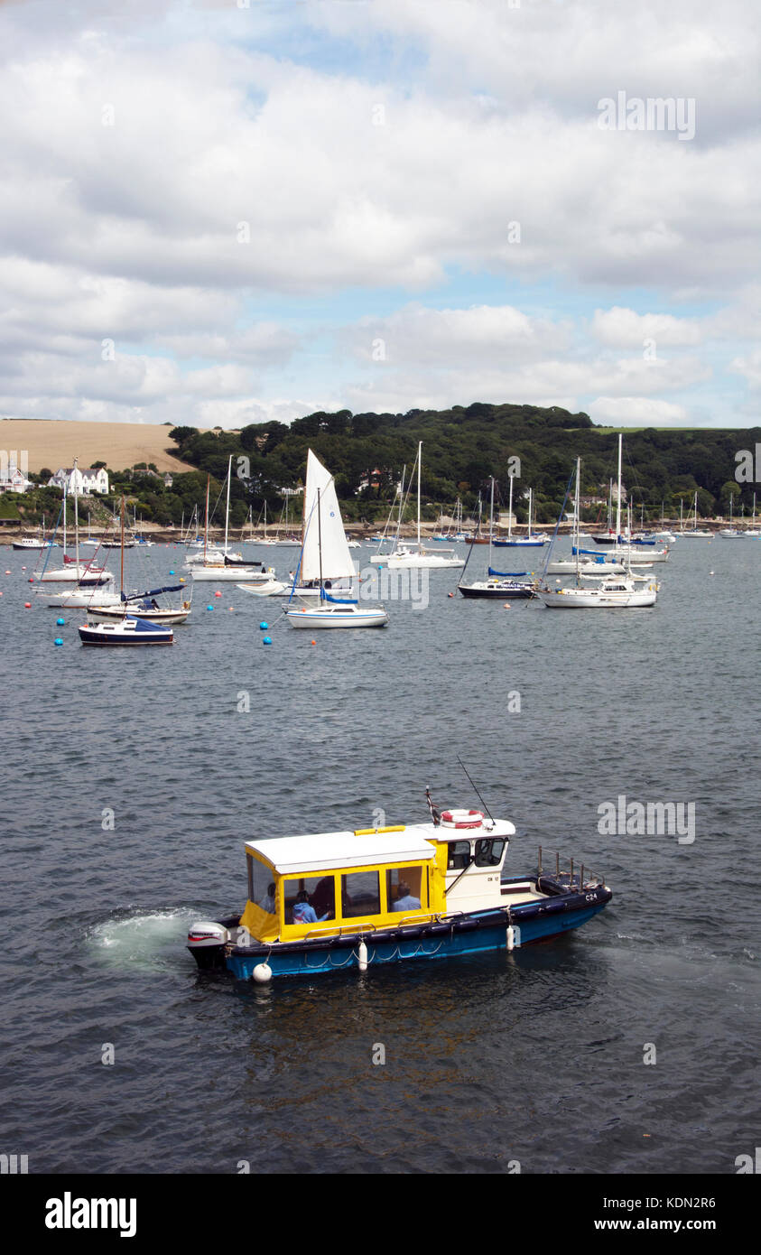 CORNWALL; FALMOUTH; ;PLEASURE CRAFT AND MOORED BOATS ON RIVER FAL Stock ...