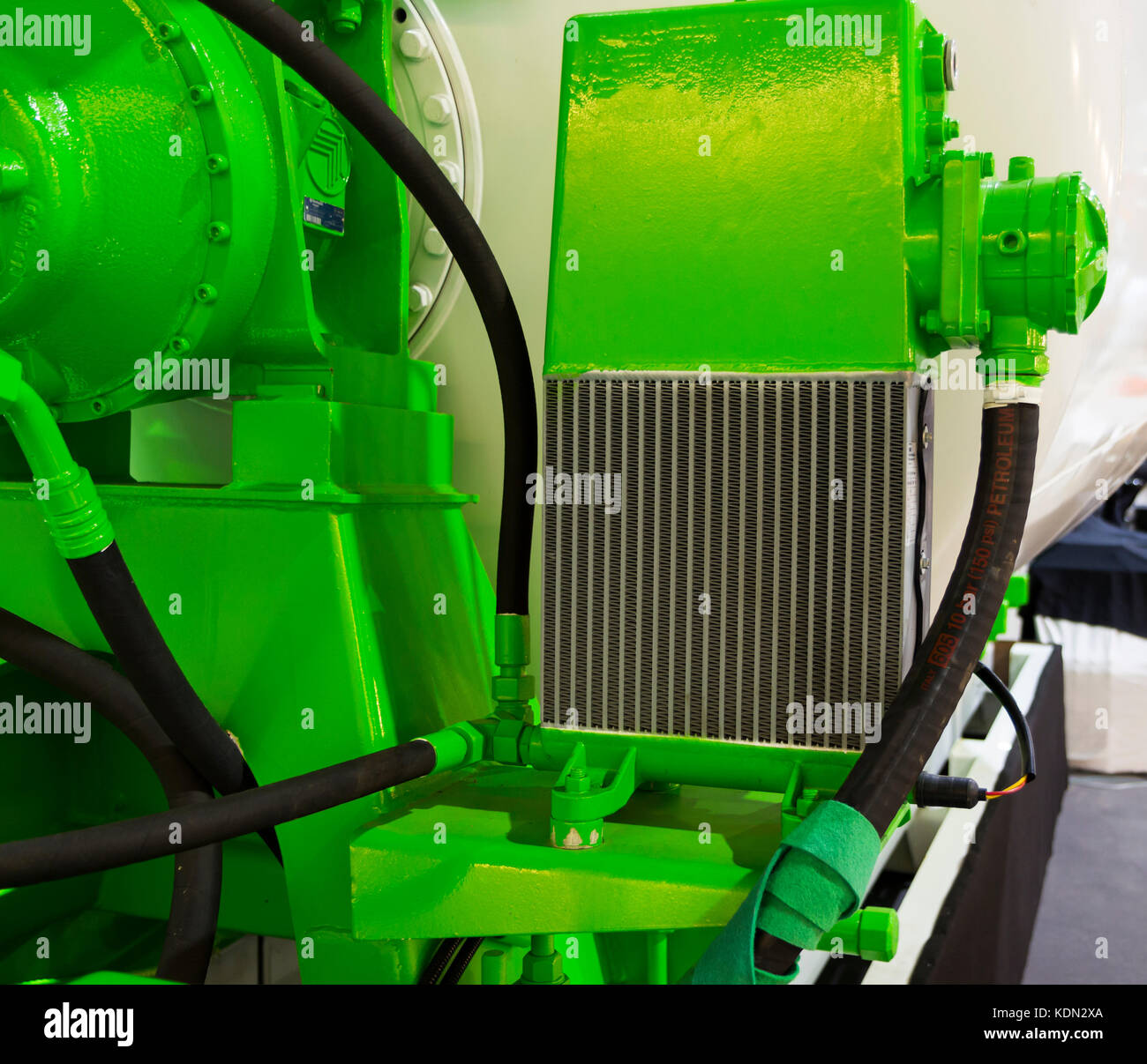 Radiator for cooling of concrete mixing drum ; close up Stock Photo - Alamy