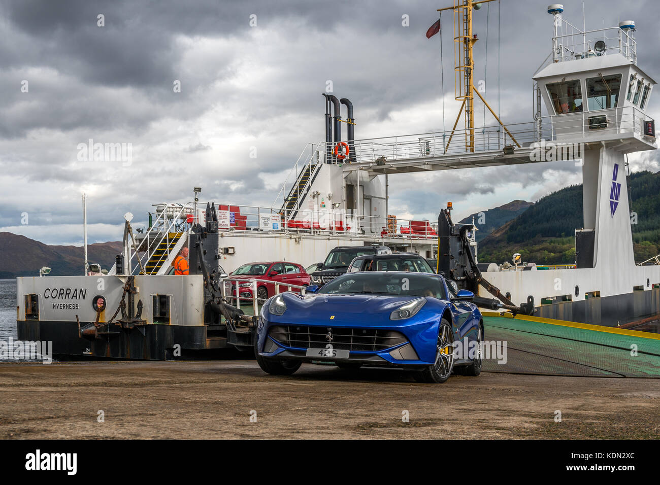 A Ferrari coming off the Corran Ferry at Ardour Scotland Stock Photo ...