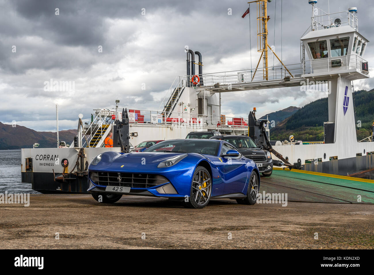 A Ferrari coming off the Corran Ferry at Ardour Scotland Stock Photo ...