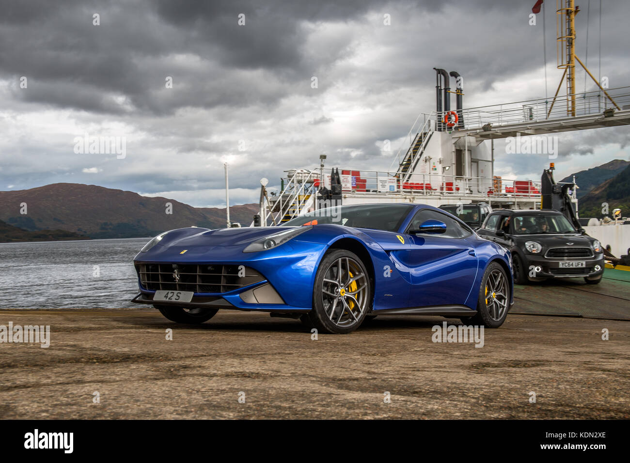 A Ferrari coming off the Corran Ferry at Ardour Scotland Stock Photo ...