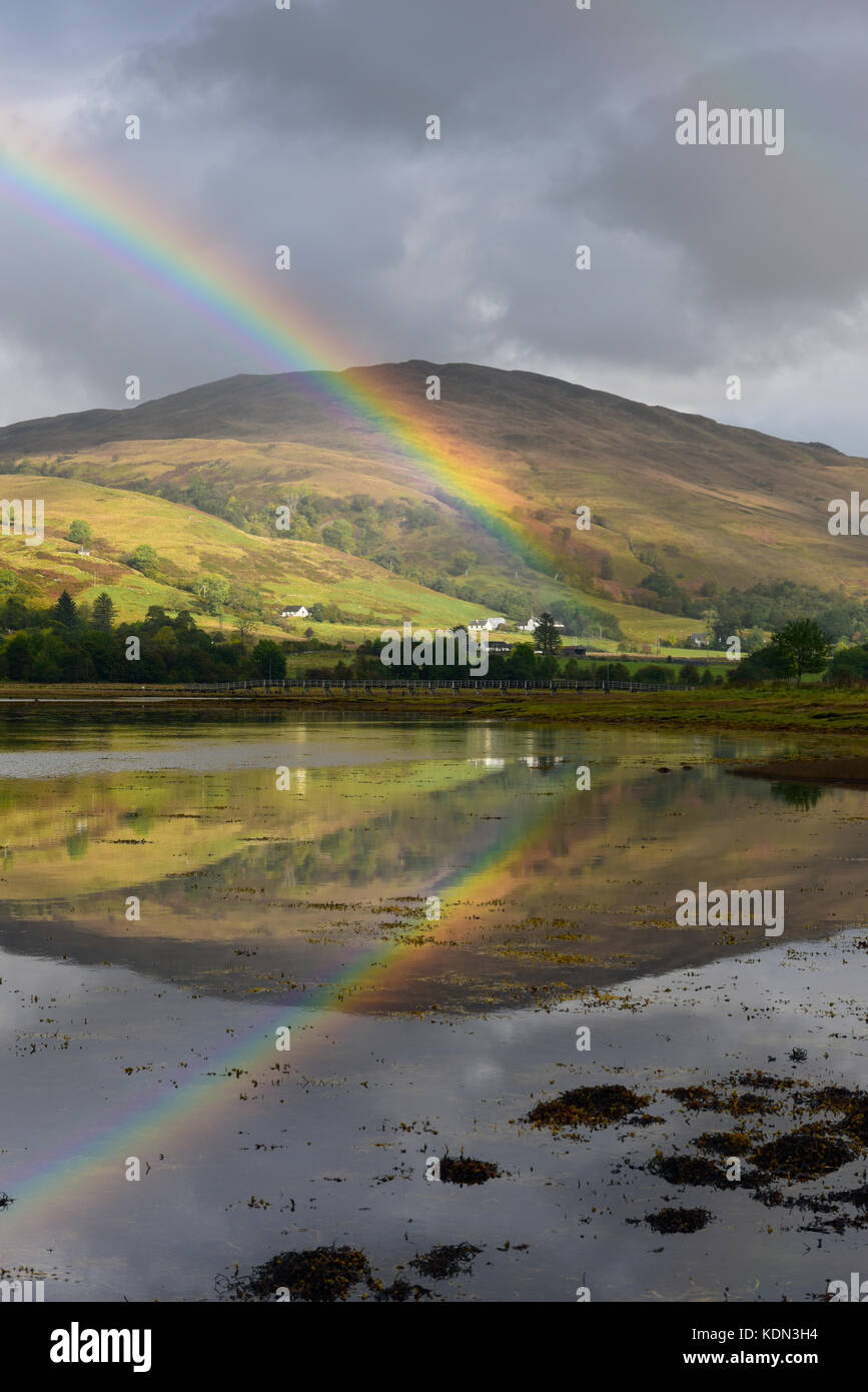 Rainbow over Loch Laich, Appin, Scotland Stock Photo - Alamy