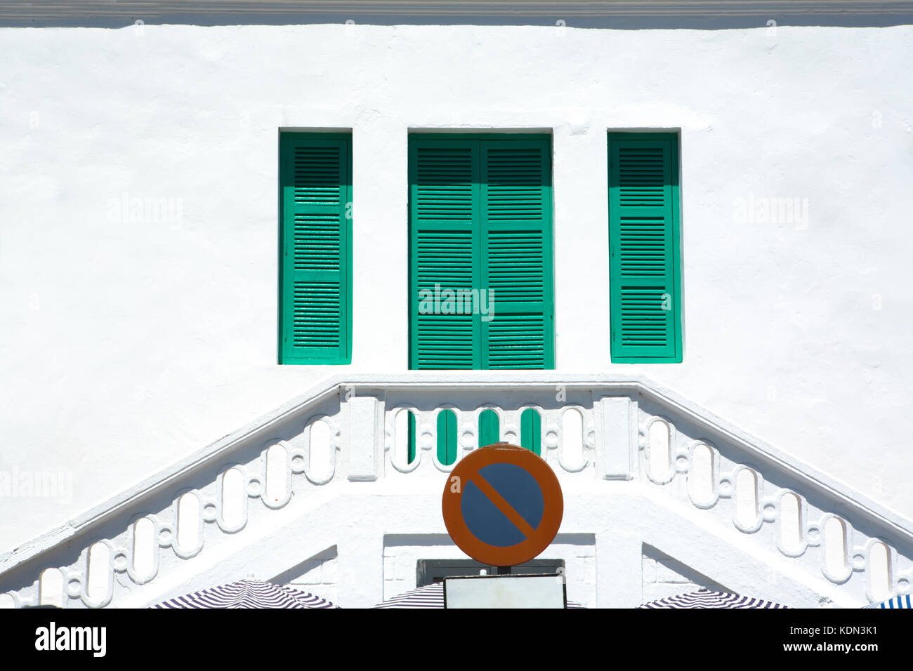 Traditional green window shutters over whitewashed facade, Tangier ...