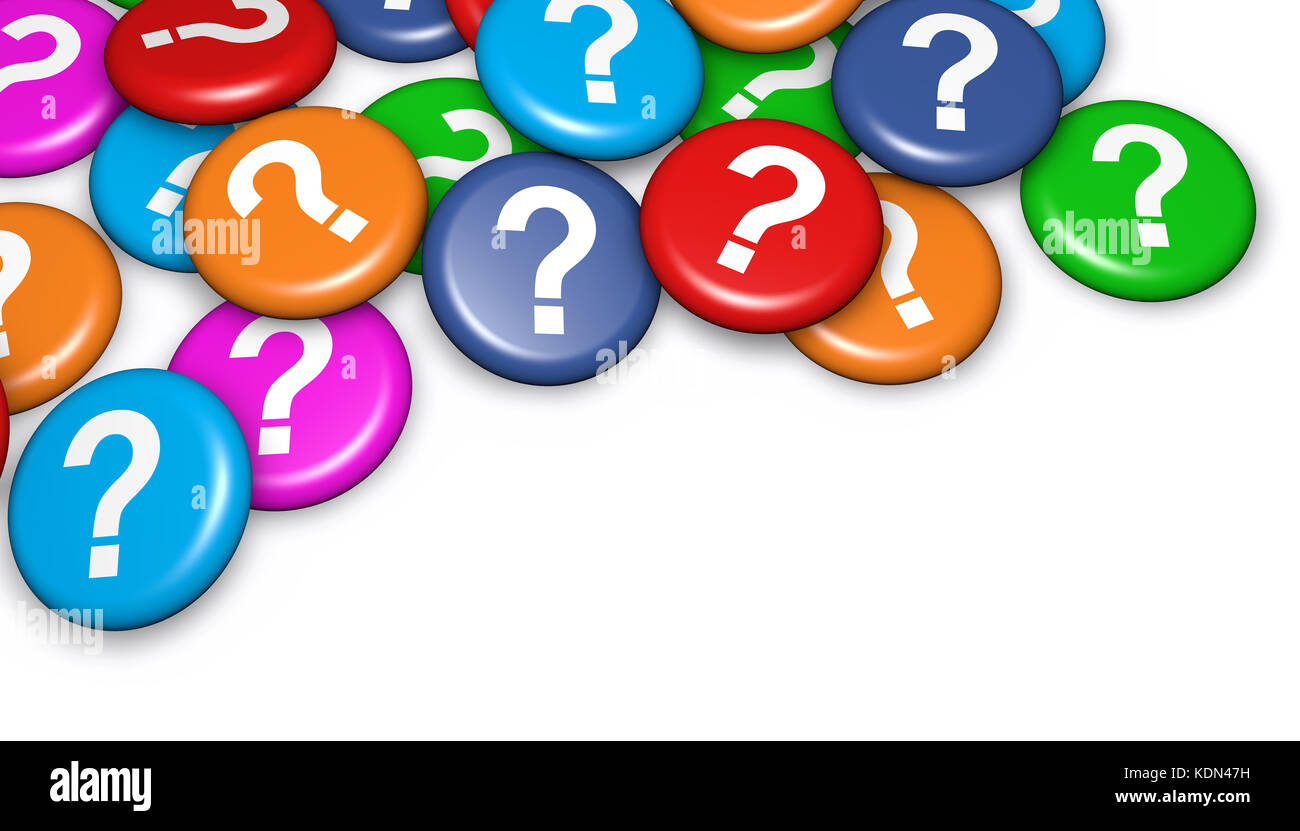 Question mark symbol and icon on colorful badges concept 3d ...