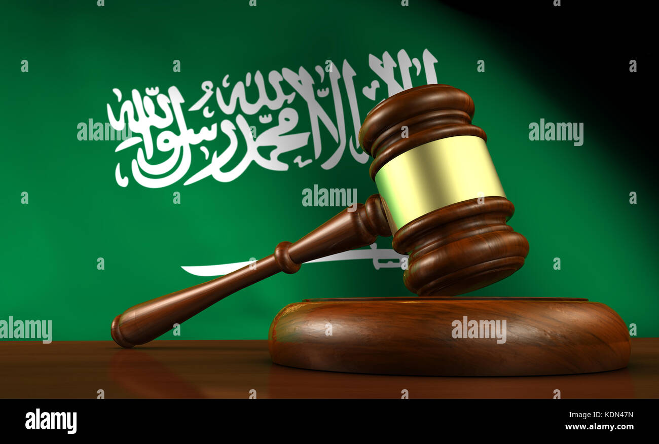 Saudi Arabia laws, legal system and justice concept with a 3D rendering ...