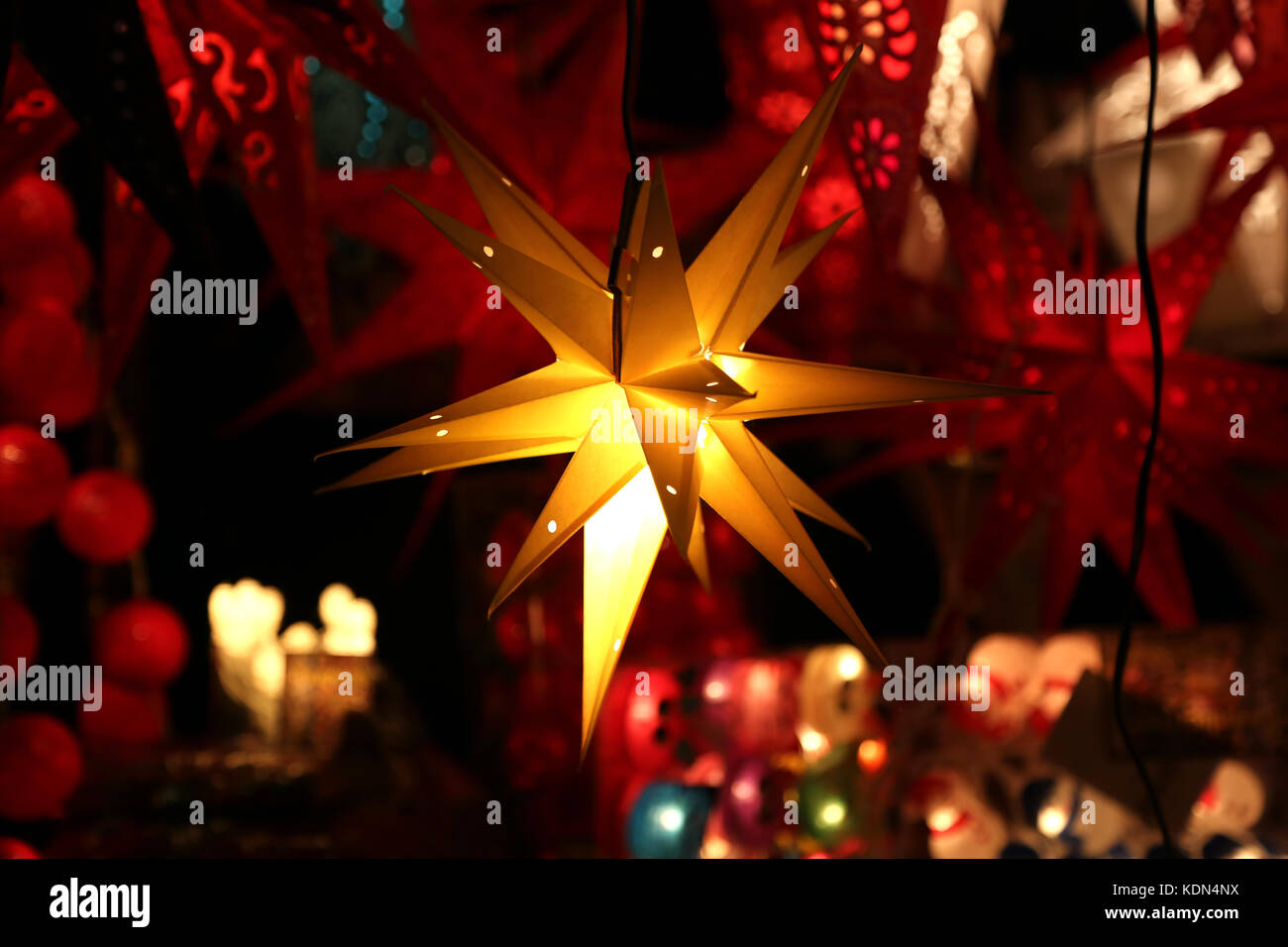 Star lanterns / A background of star lanterns Stock Photo - Alamy