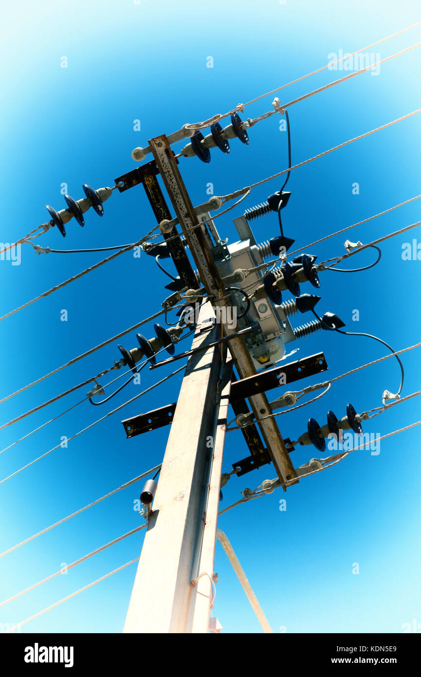 in australia the concept of power line with electrical pole in the ...