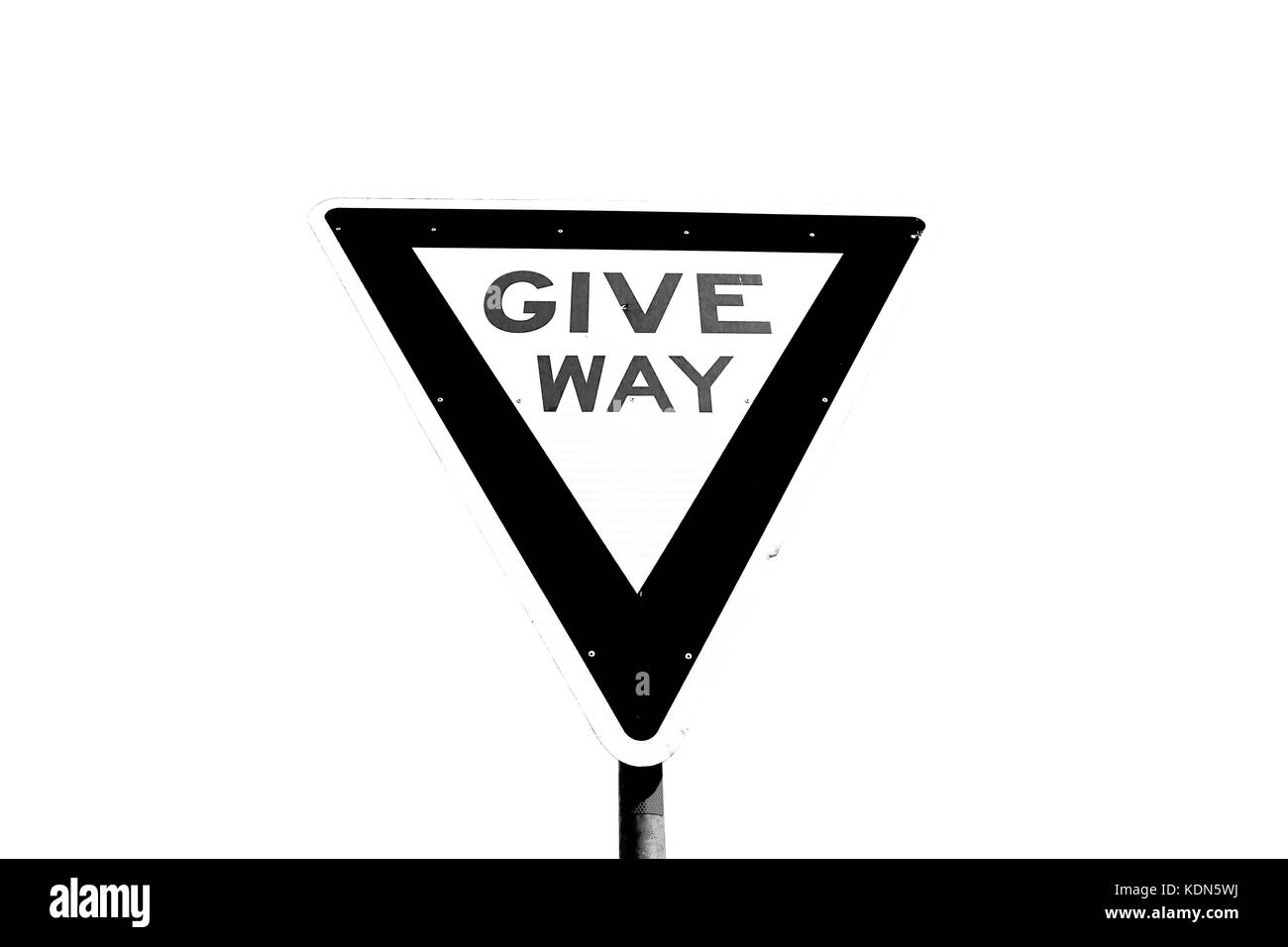 Give way traffic sign Black and White Stock Photos & Images - Alamy