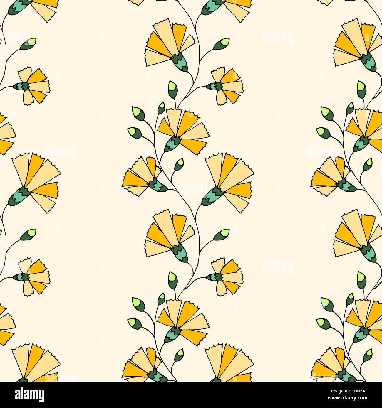 Seamless Floral Pattern. Hand Drawn Floral Texture, Decorative Flowers ...