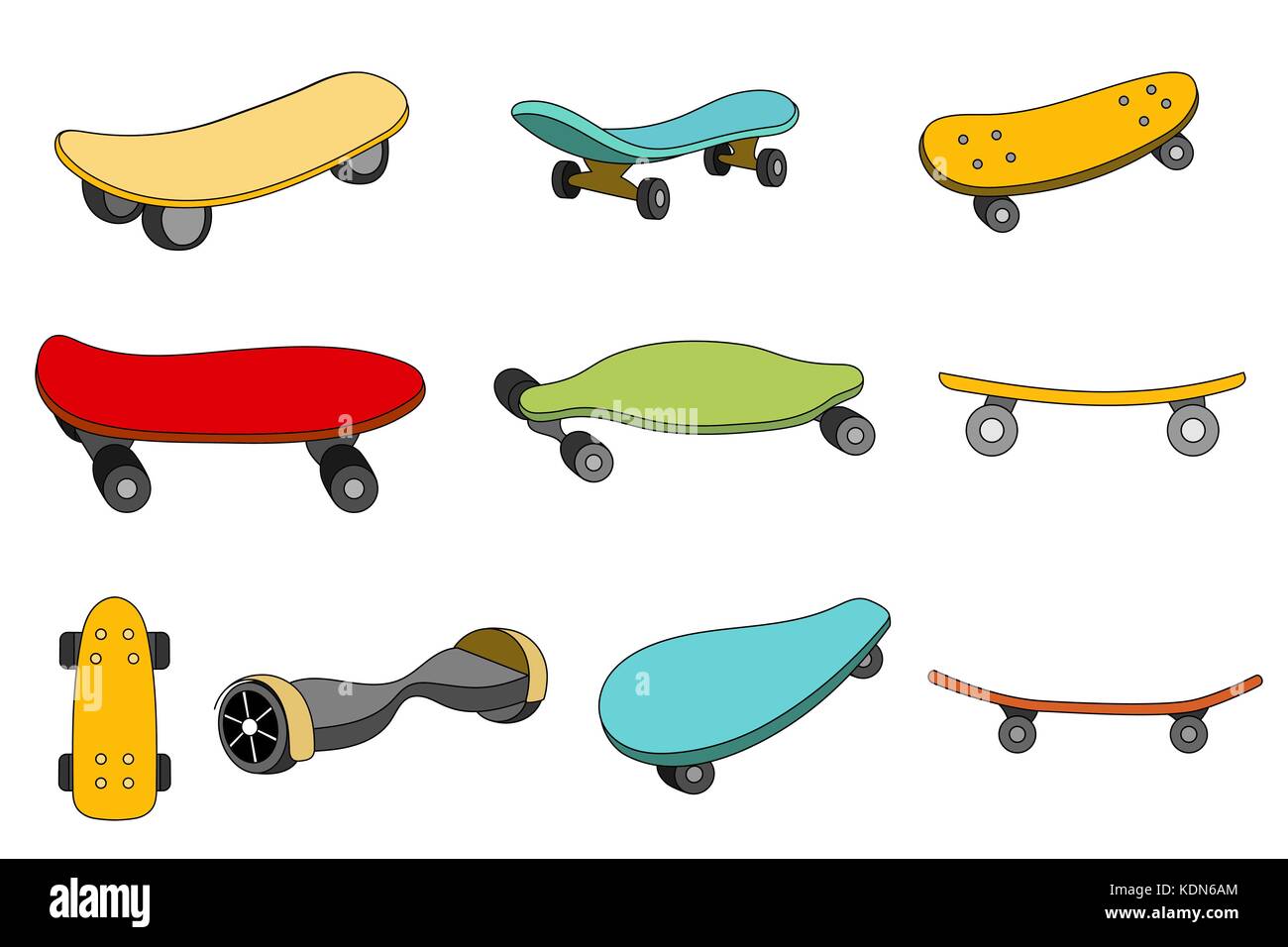 Colorful wheels on skateboards Stock Vector Images - Alamy