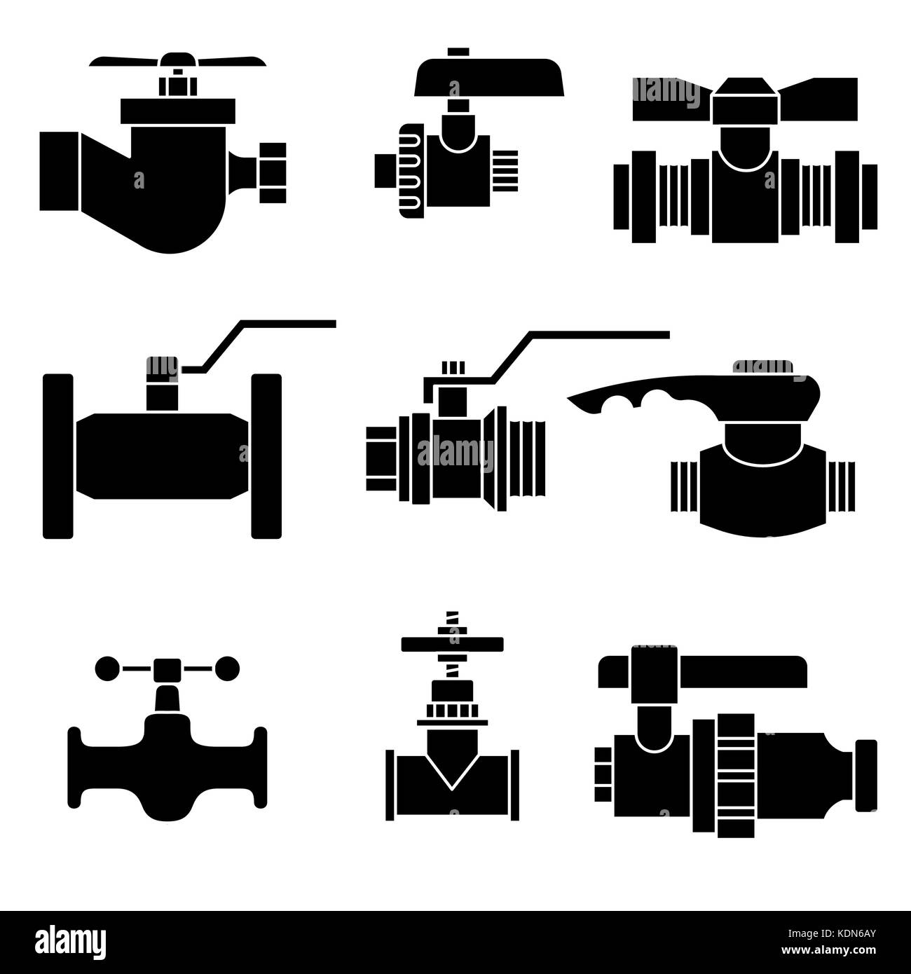 Set of water-supply faucet mixer, tap, valve for water set icon vector ...