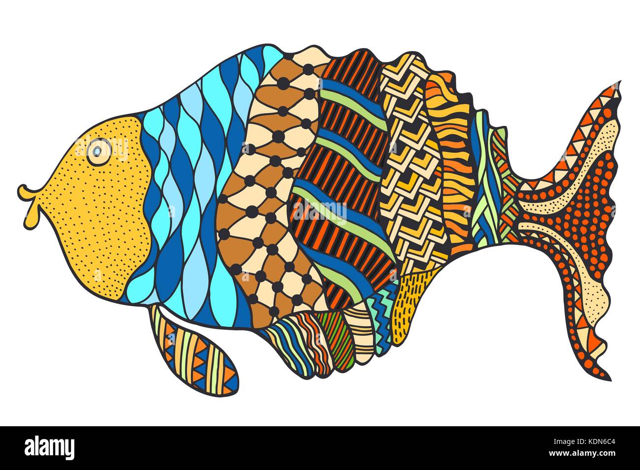 Fish. Hand Drawn doodle vector illustration isolated on white ...