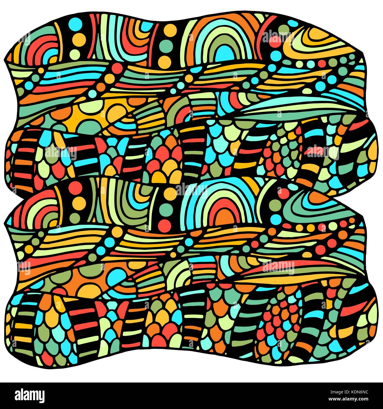 Colored Artistically ethnic pattern. Hand-drawn, ethnic, floral, retro ...