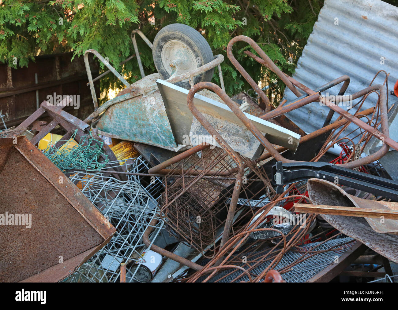 dump of iron material in the recyclable waste collection center and a ...