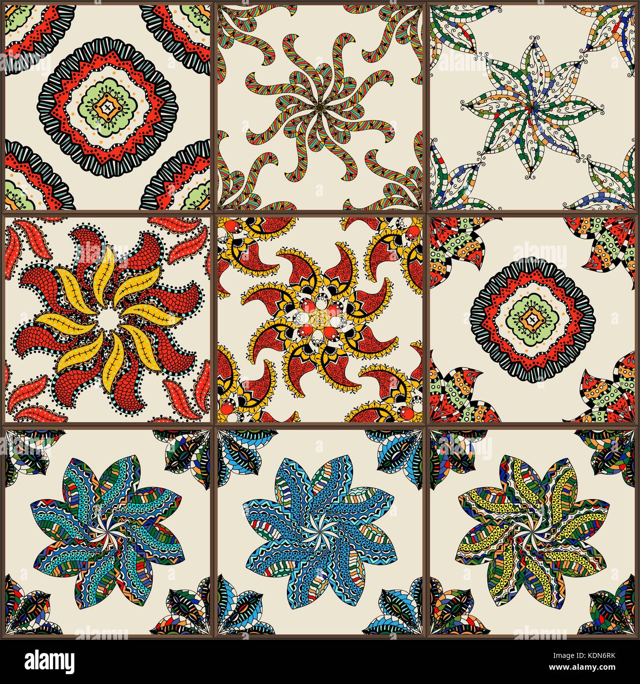 Blue green glazed ceramic tiles Stock Vector Images - Alamy