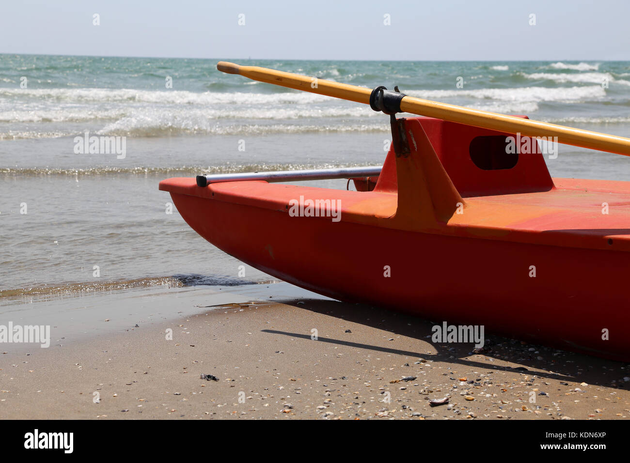 Red rowing rescue boat hi-res stock photography and images - Alamy