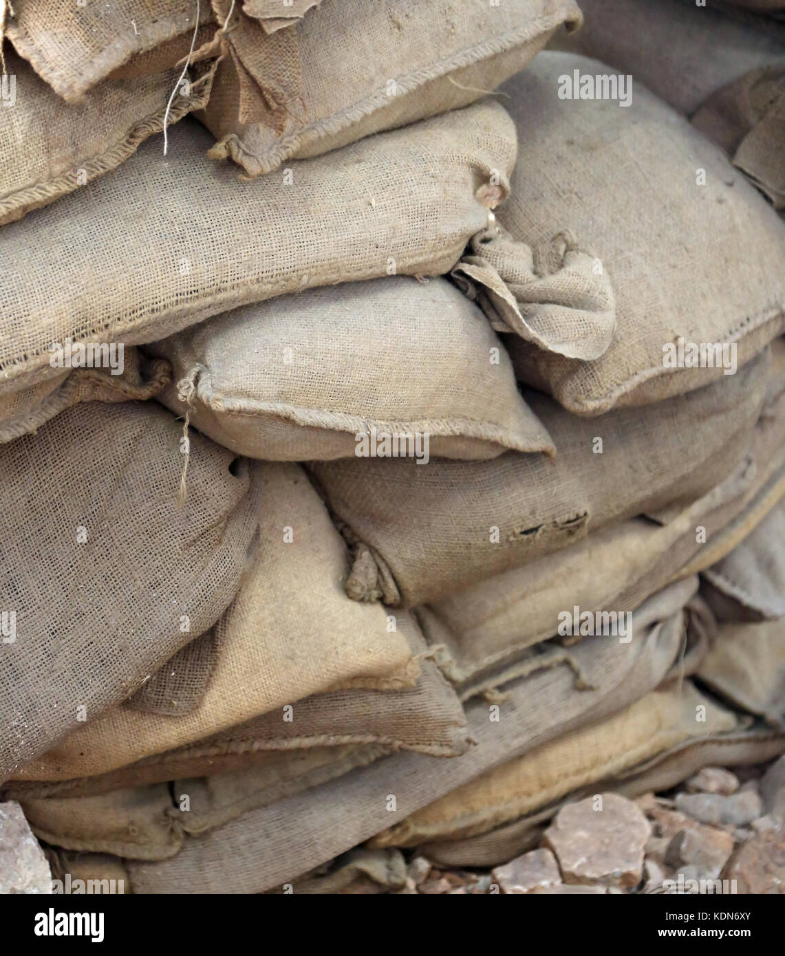 sandbags for protection in a trench during warfare Stock Photo - Alamy