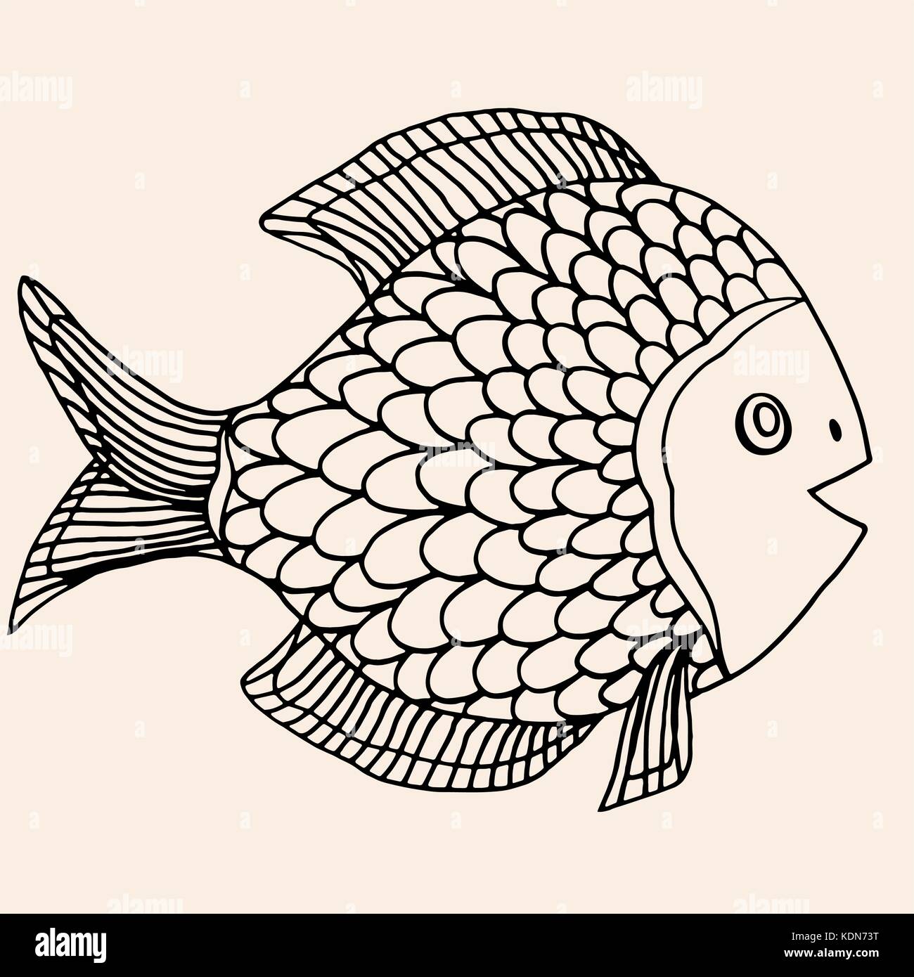 ornamental graphic fish. Vector vintage engraving. Zentangle. Hand ...