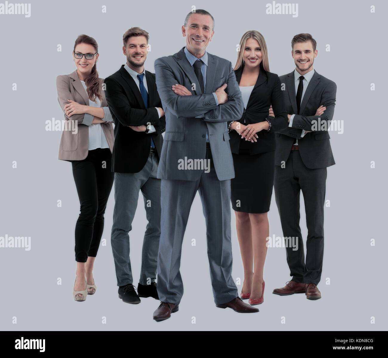 Group of smiling business people. Isolated over white background Stock ...