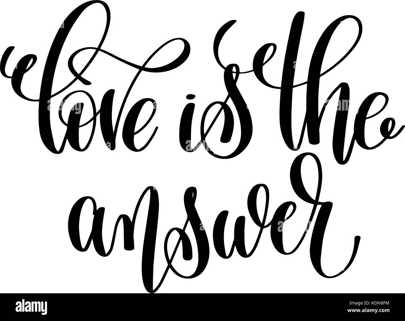 love is the answer hand lettering inscription positive quote Stock ...