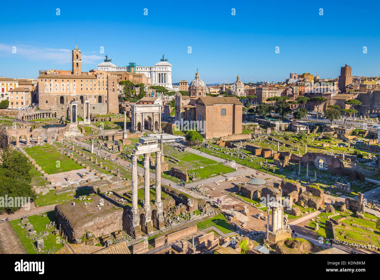 Aerial view of Roman Forum or Foro Romano in Rome, Italy Stock Photo ...