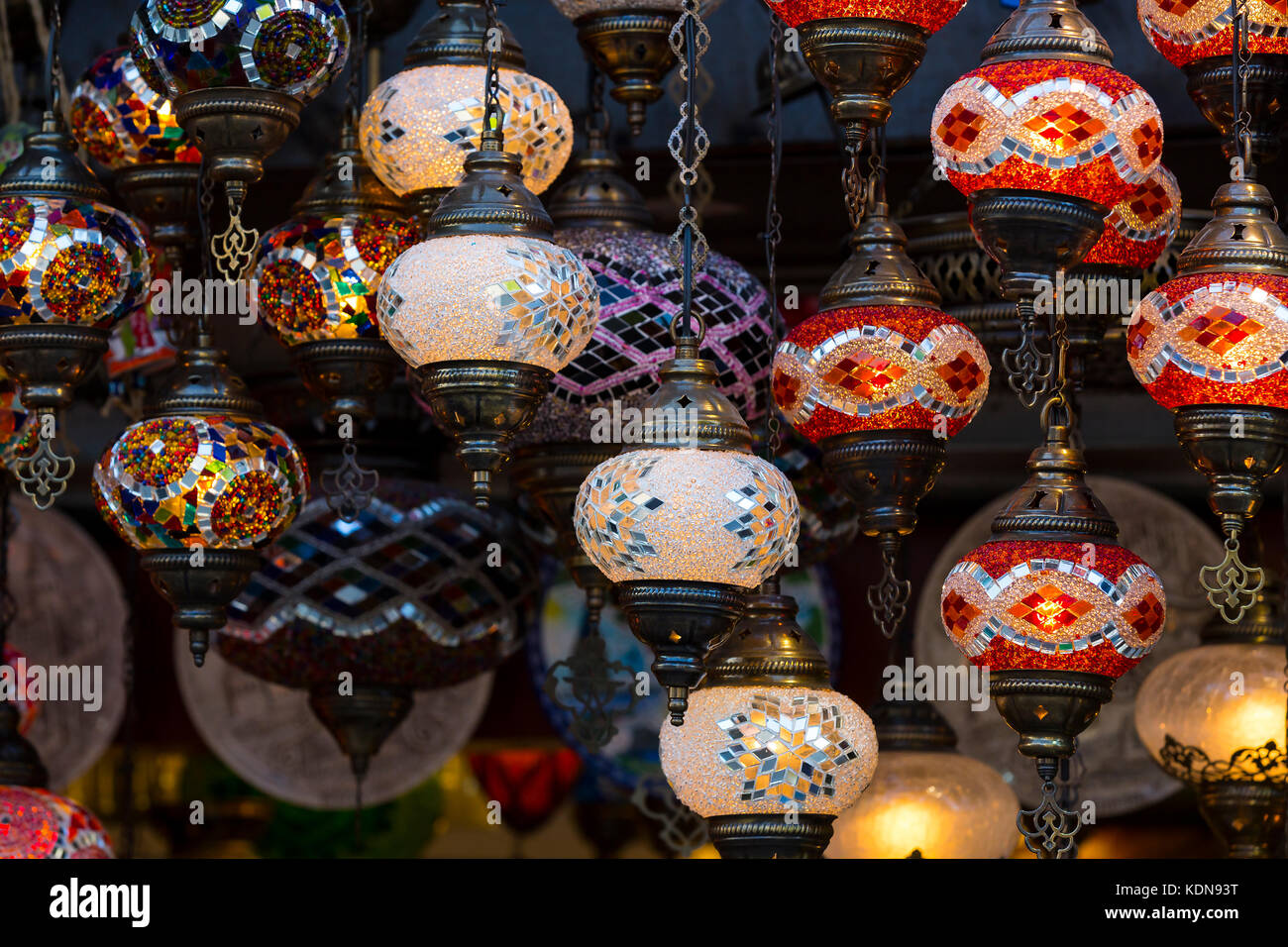 Traditional Turkish lanterns made of colored glass Stock Photo - Alamy