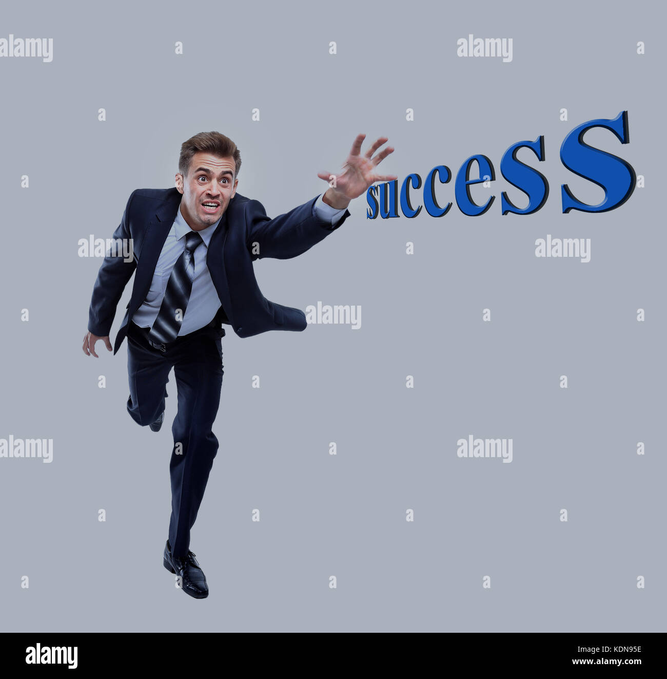 Happy running businessman. Isolated on white background Stock Photo - Alamy