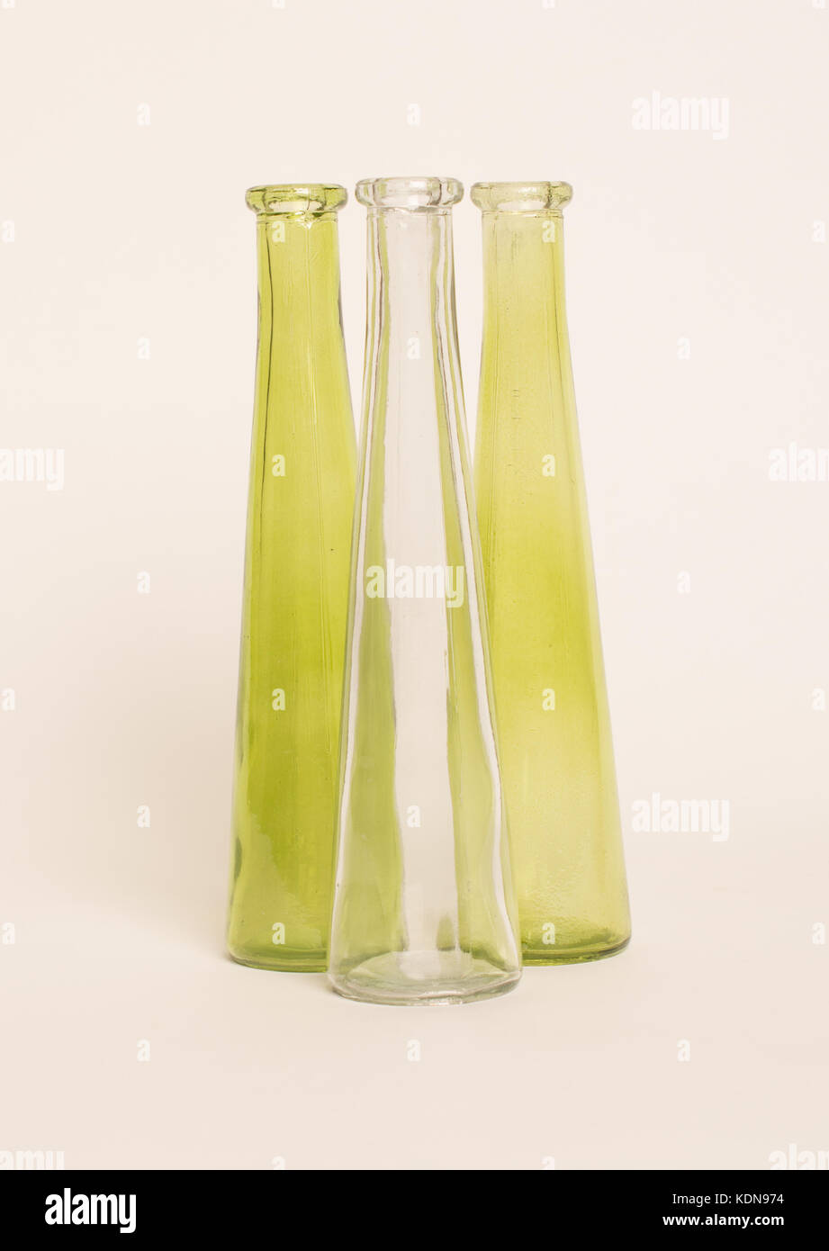Clear and green glass bottles Stock Photo - Alamy