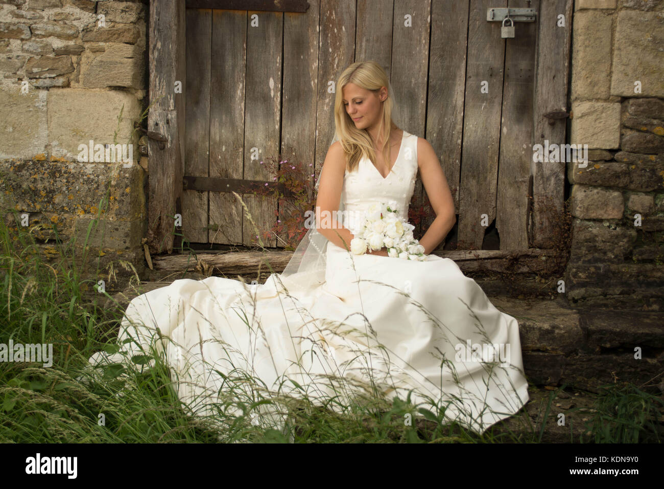 Bride in wedding dress Stock Photo - Alamy